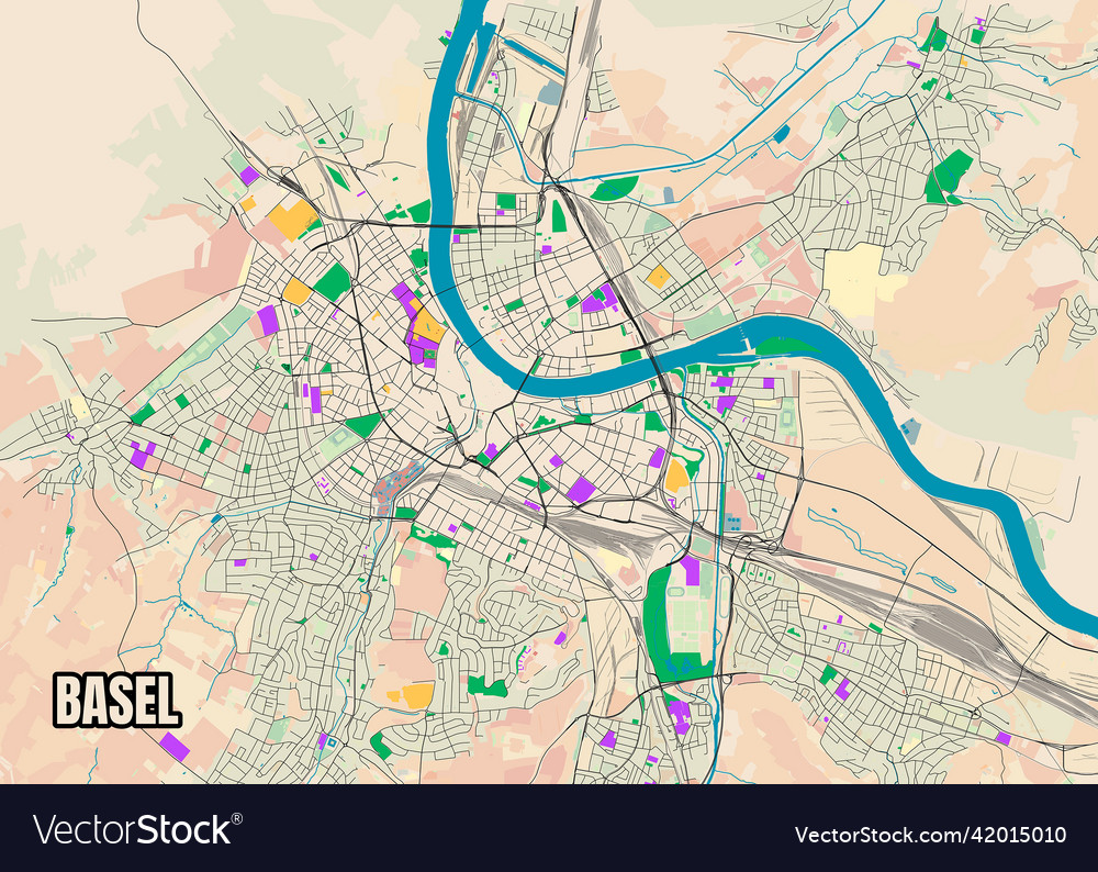 Basel map Royalty Free Vector Image - VectorStock