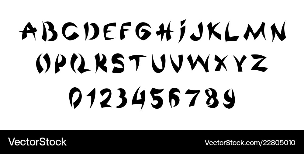 Black font and alphabet Royalty Free Vector Image