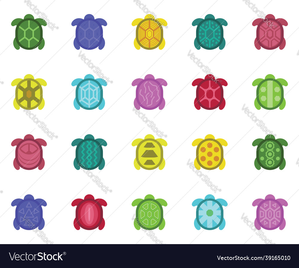 Colorful turtles icon pack on a white background Vector Image
