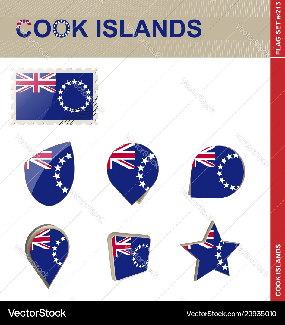 Cook islands flag set 213 Royalty Free Vector Image