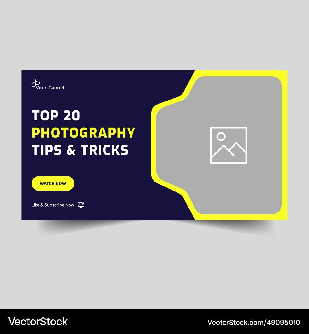 Creative photography tips video thumbnail banner Vector Image