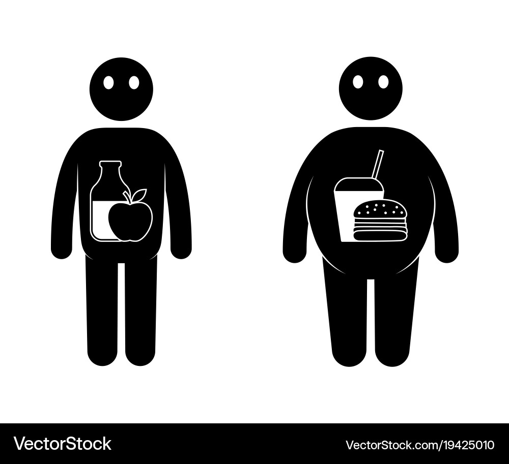 Fat and thin man icons normal weight Royalty Free Vector