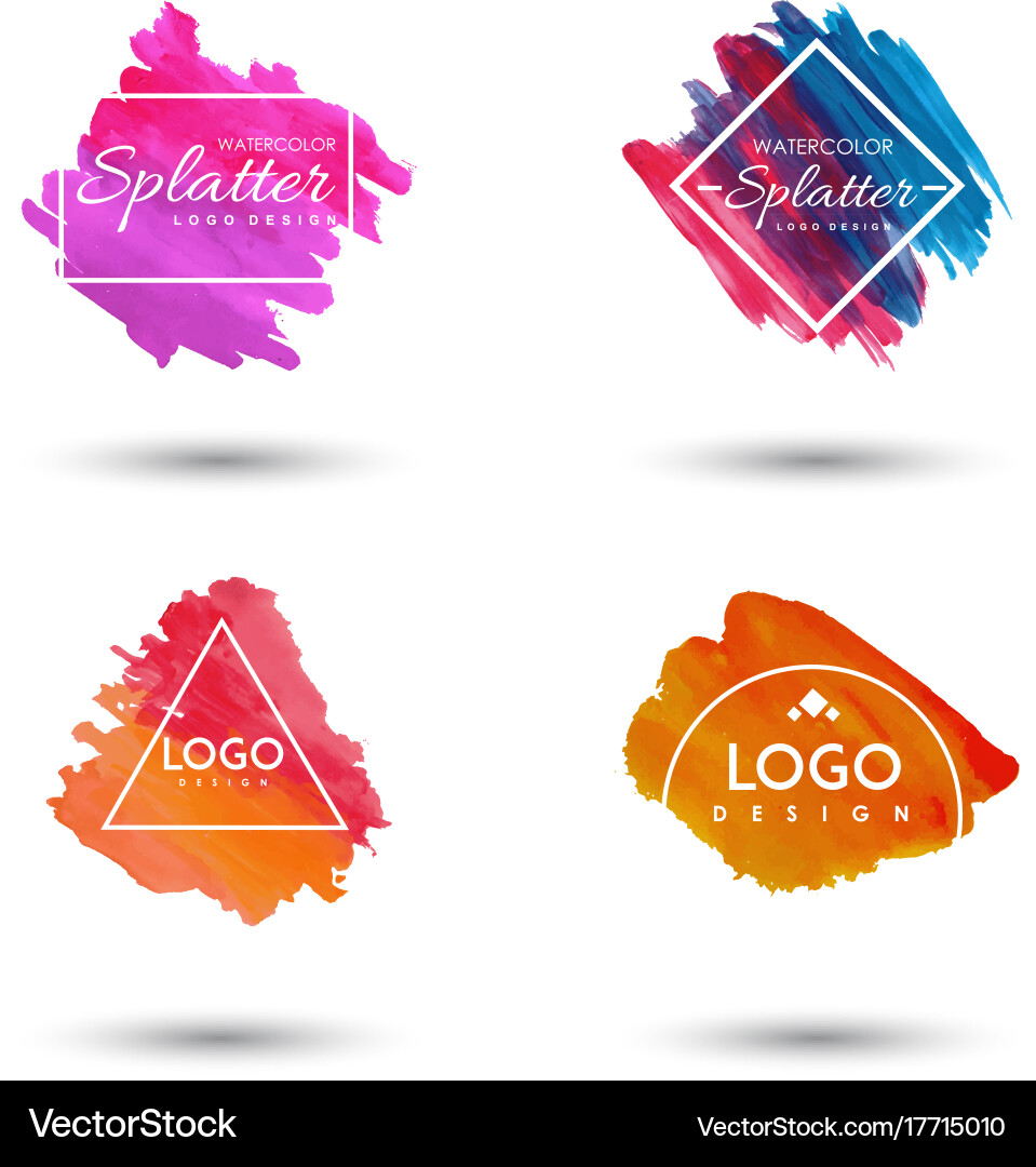 Handdrawn watercolor splatter logos Royalty Free Vector