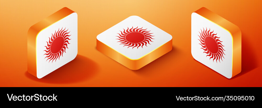 Isometric sun icon isolated on orange background Vector Image