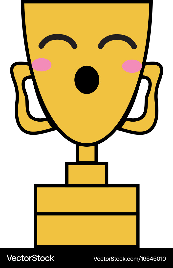Kawaii cute funny prize cup Royalty Free Vector Image