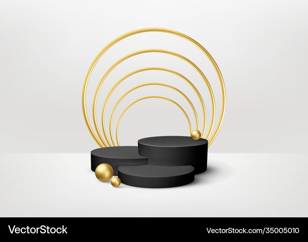 Realistic 3d black product podium showcase Vector Image