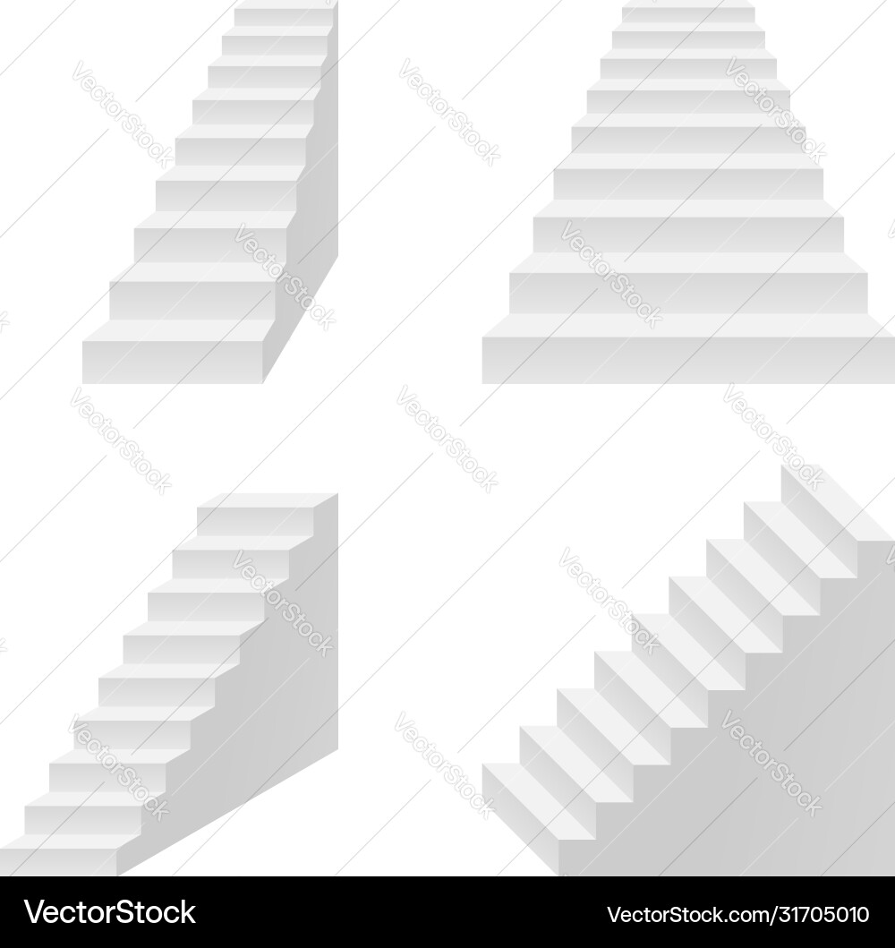 Stairs in perspective and isometric view Vector Image