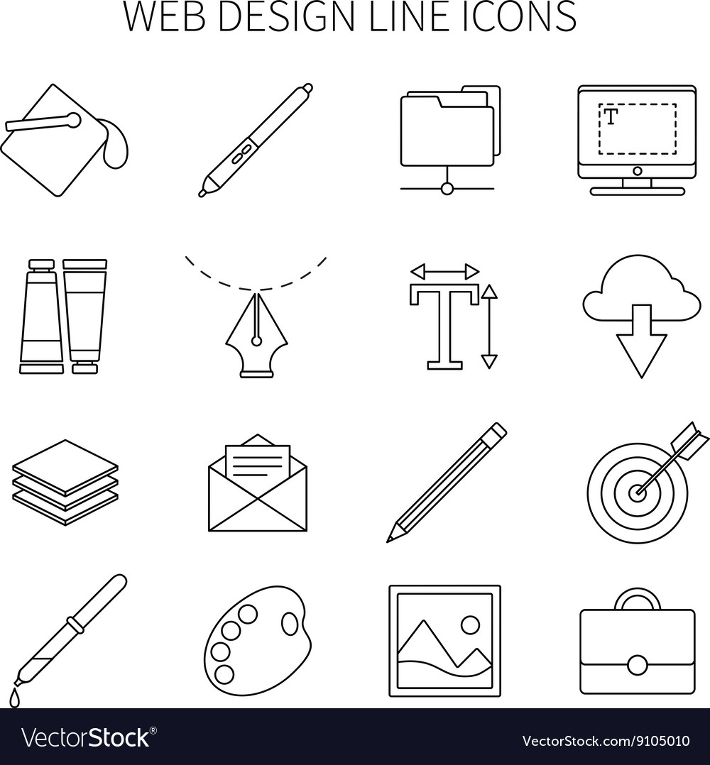 Web design line icon set Royalty Free Vector Image