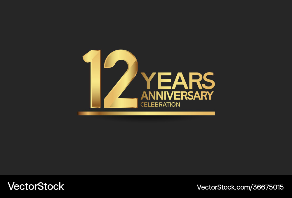 12 years anniversary celebration with elegant Vector Image