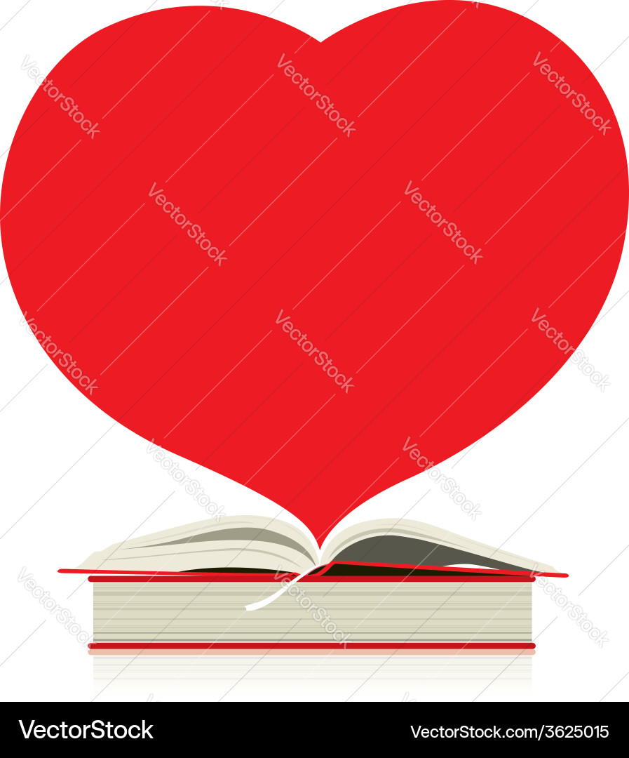 Book and heart design on white Royalty Free Vector Image