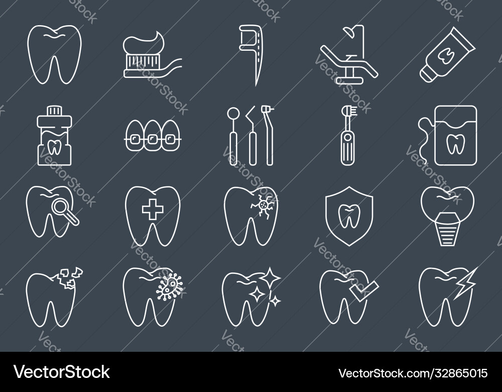 Dental icons set related Royalty Free Vector Image