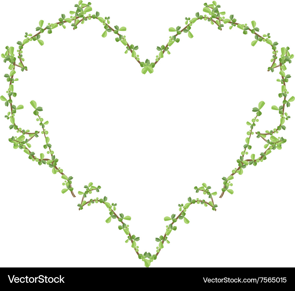 Fresh bonsai branches forming in heart shape Vector Image