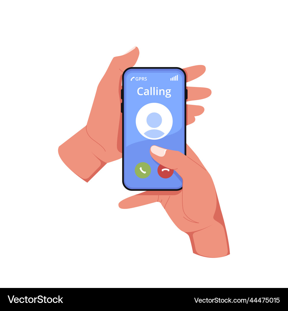 Hand holding mobile phone in vertical position Vector Image