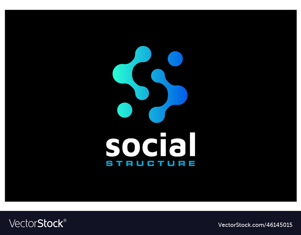 Letter s negative space digital dots link logo Vector Image