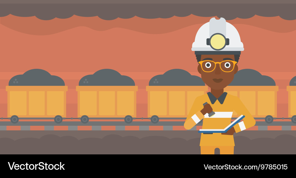 Miner checking documents Royalty Free Vector Image