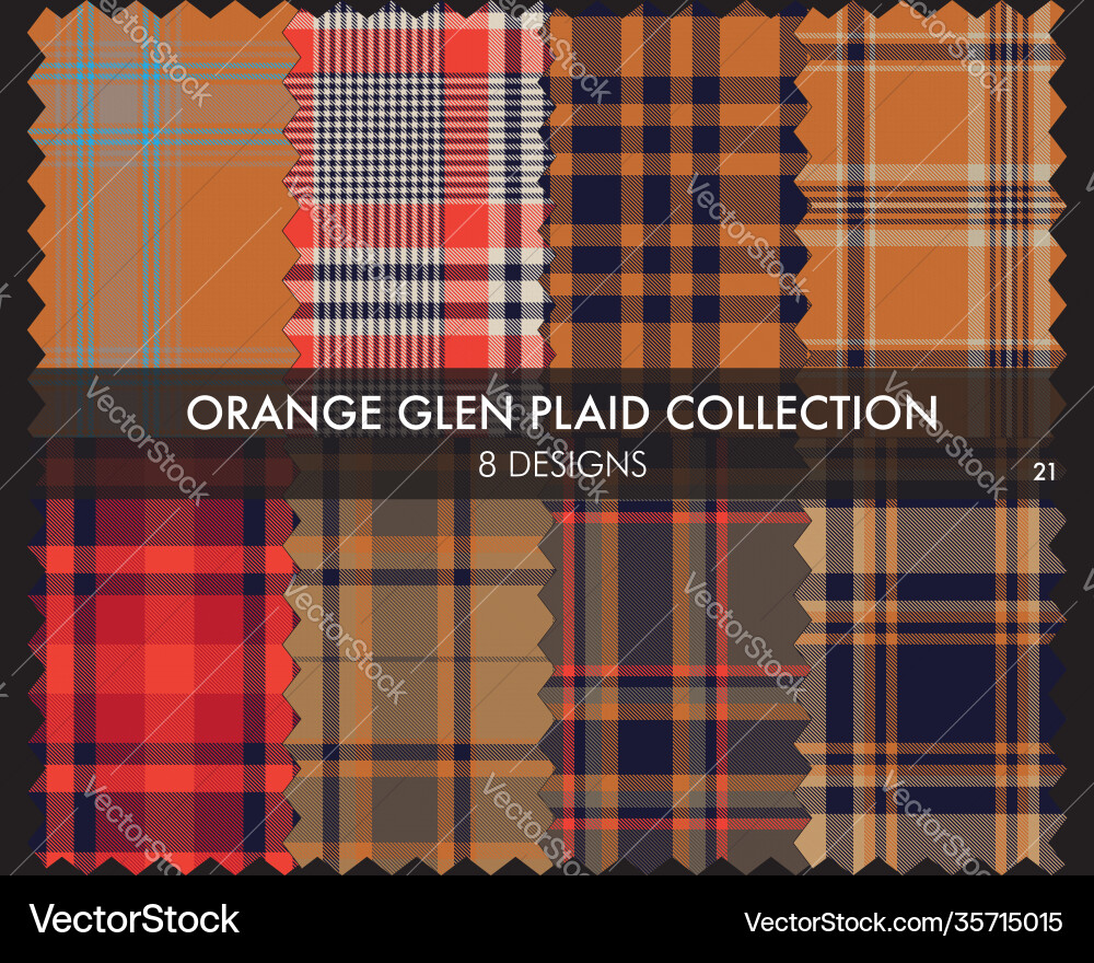 Orange glen plaid tartan seamless pattern Vector Image