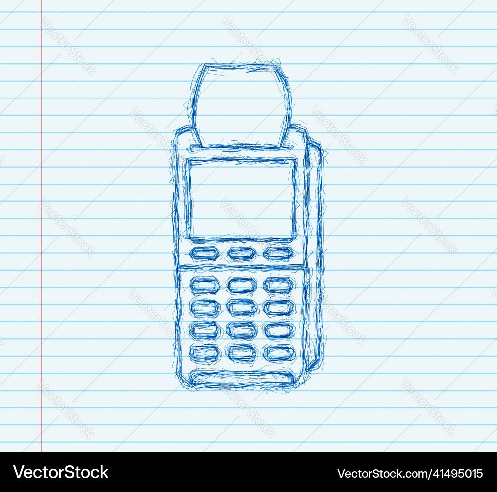Pos payment terminal approved sketch Royalty Free Vector