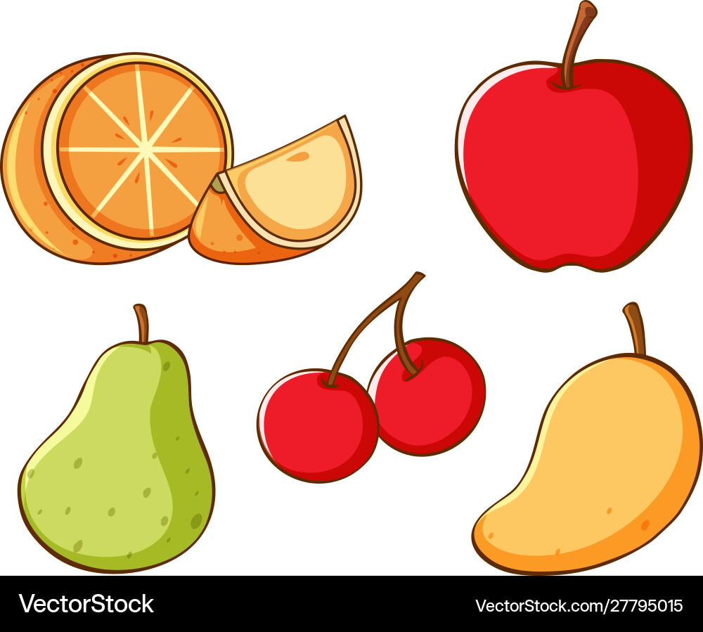 Set isolated fruits Royalty Free Vector Image - VectorStock