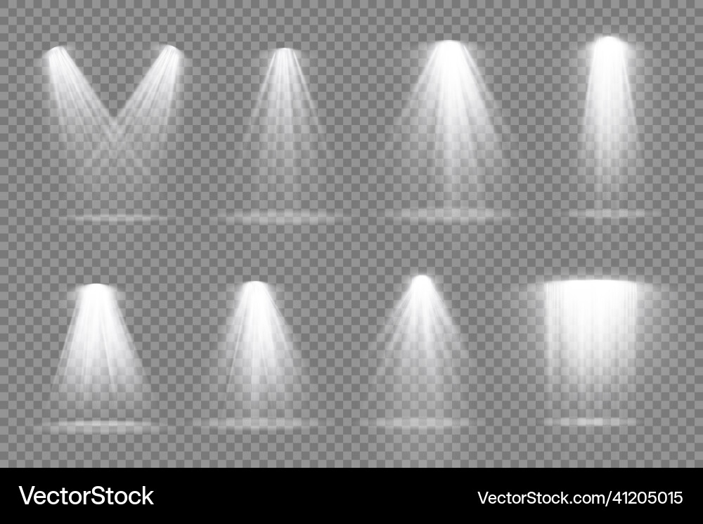 Set of white lighting spotlight projector light Vector Image