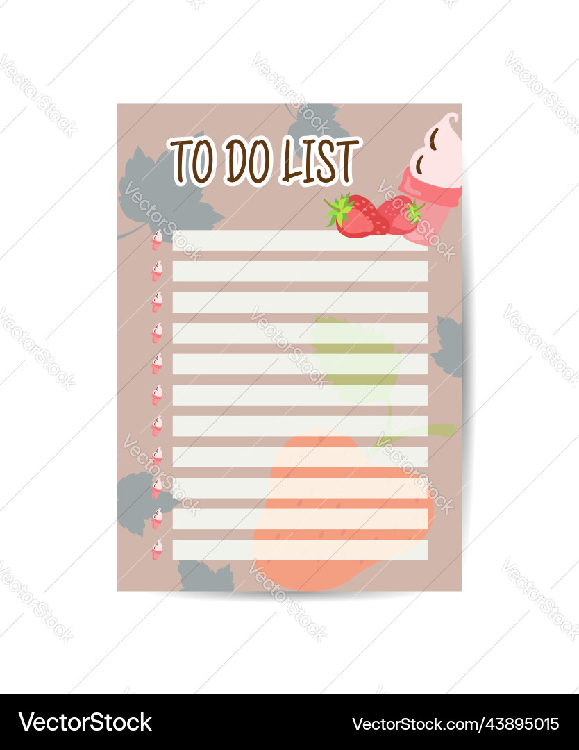 Templates for notes to do list with cute summer Vector Image