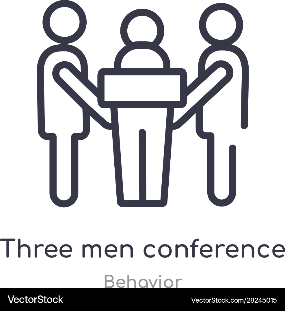 Three men conference outline icon isolated line Vector Image