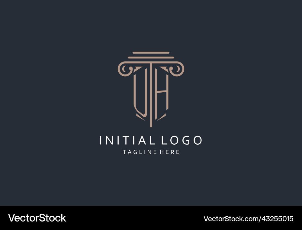 Uh monogram logo with pillar shape icon luxury Vector Image