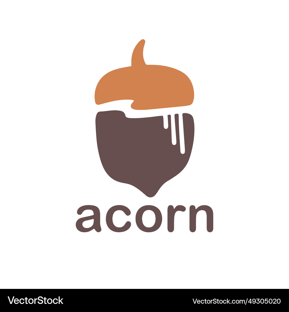 Acorn logo template design with leaves Royalty Free Vector