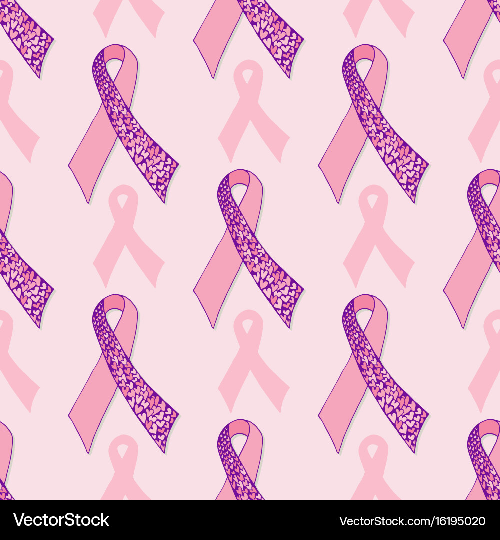 Breast cancer pattern hand drawn with ornament Vector Image