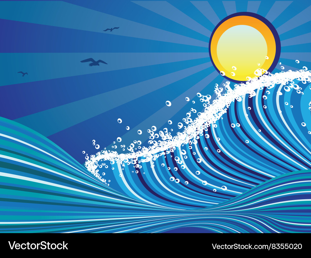 Cartoon stormy sea2 Royalty Free Vector Image - VectorStock