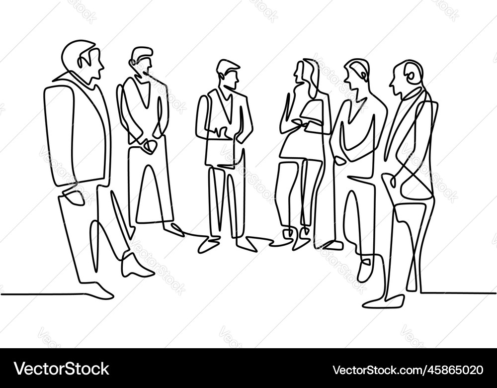 Continuous one line drawing of office workers Vector Image