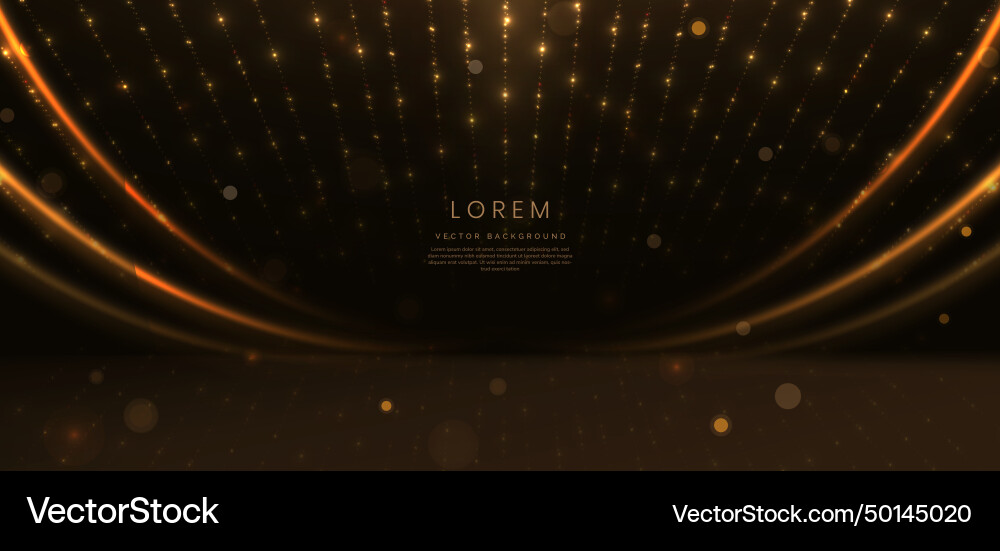Elegant golden stage glowing with lighting effect Vector Image