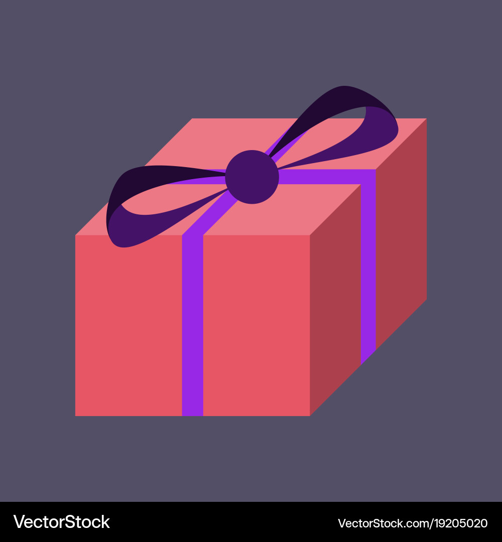 Flat on background of gift box Royalty Free Vector Image