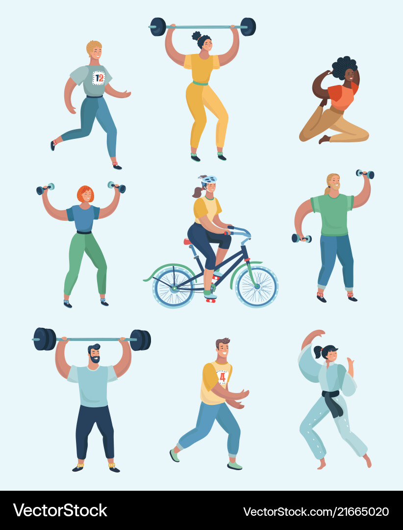 Group people practicing sports set humans Vector Image