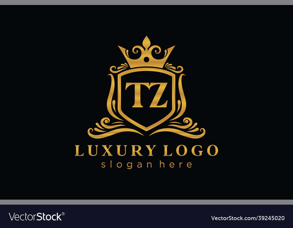 Initial tz letter royal luxury logo template Vector Image