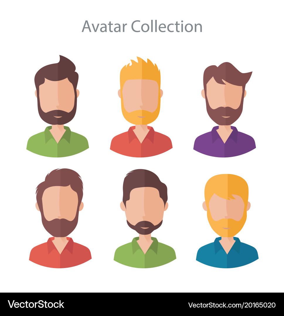 Set of different flat male characters Royalty Free Vector