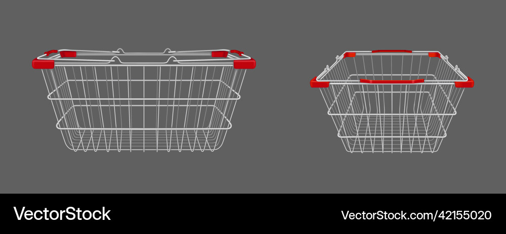 Shopping basket front and side view empty cart Vector Image