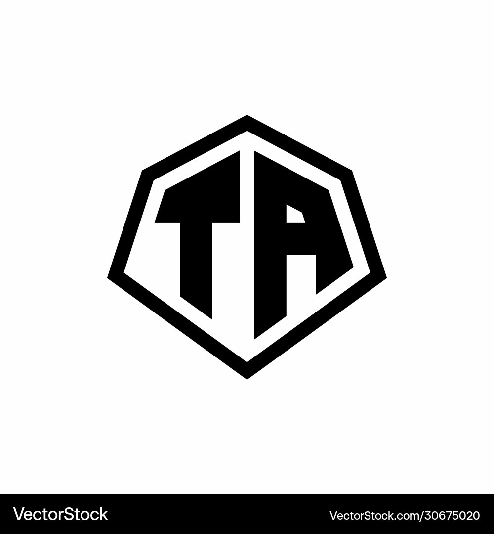 Ta monogram logo with hexagon shape and line Vector Image