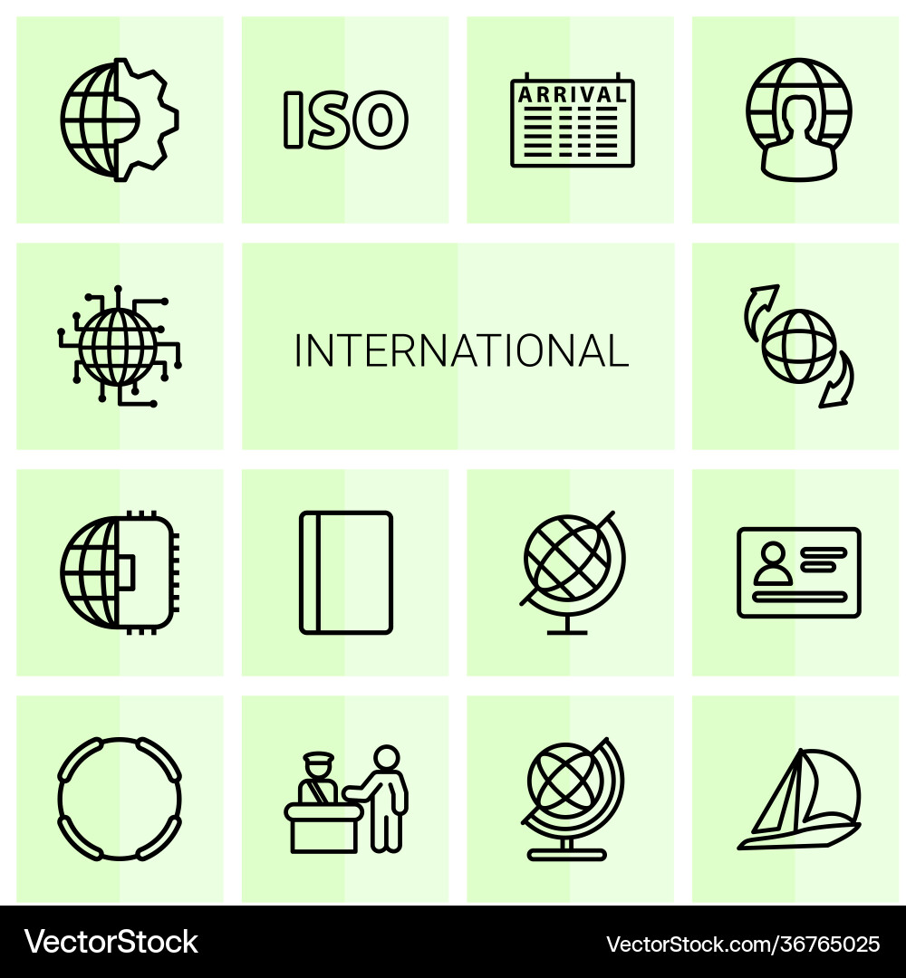 14 international icons Royalty Free Vector Image