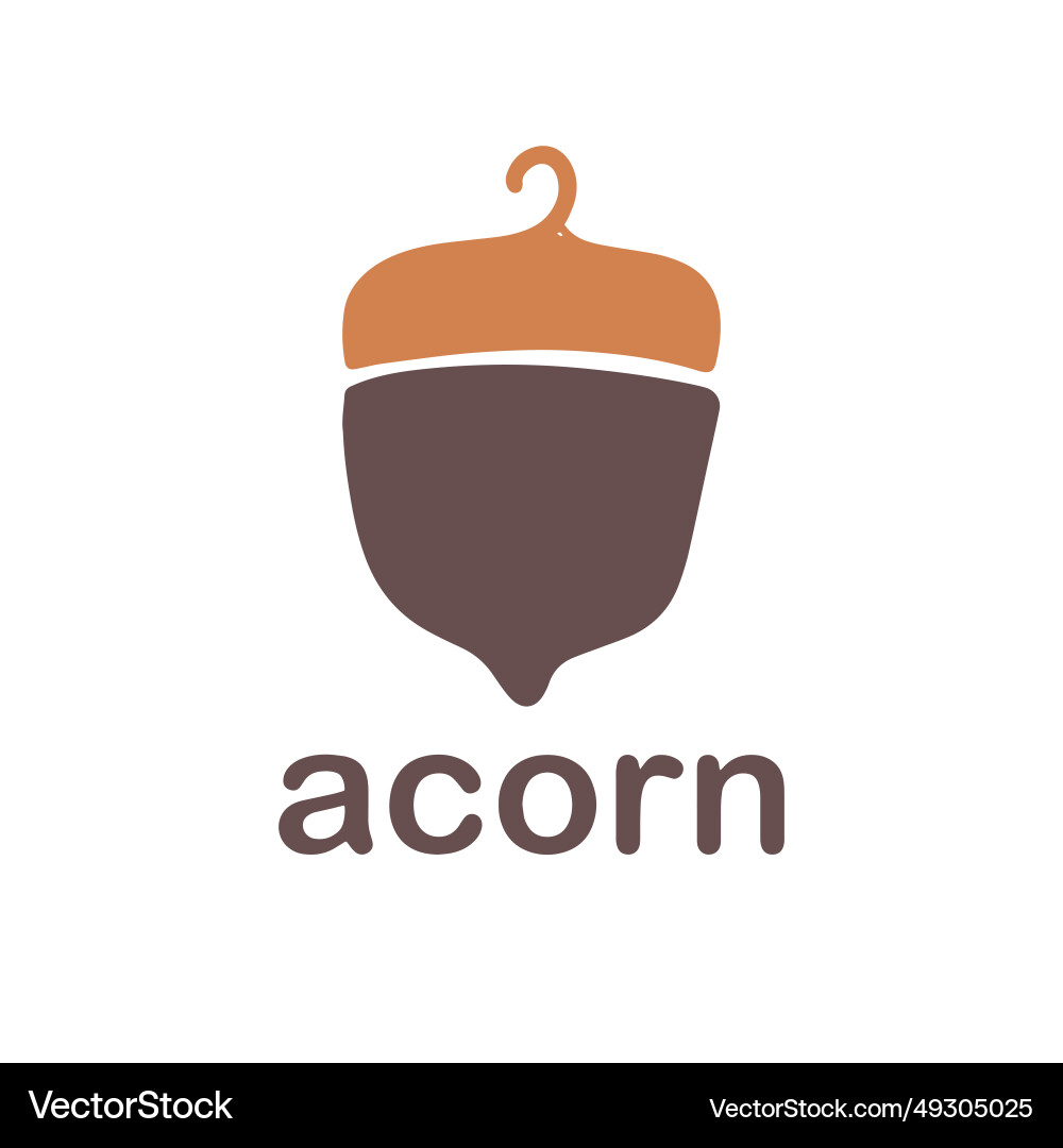 Acorn logo template design with leaves Royalty Free Vector