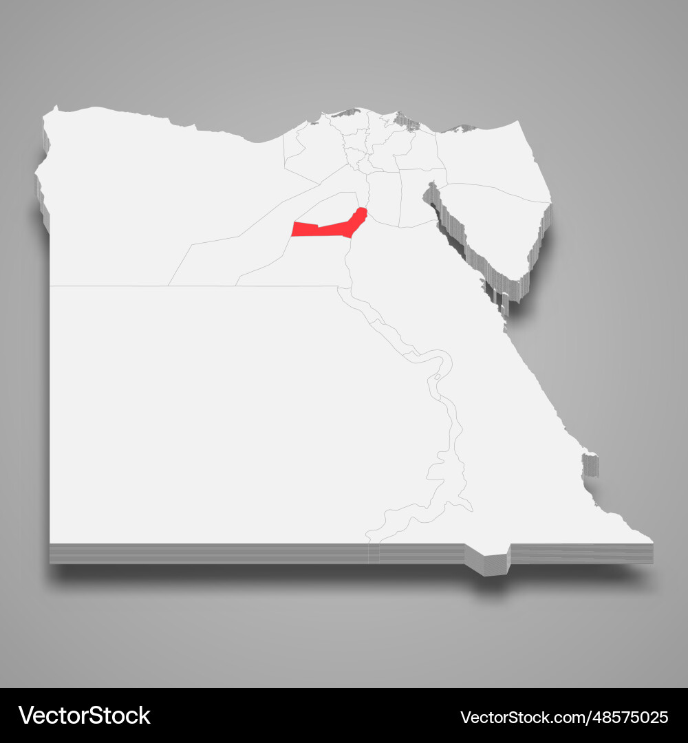 Beni suef region location within egypt 3d map Vector Image