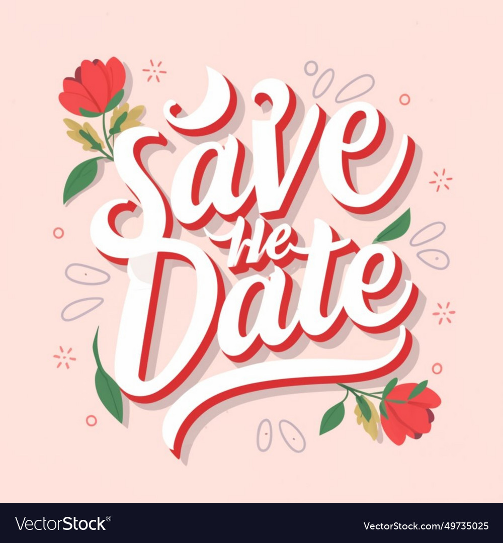 Colourful unique save date lettering logo design Vector Image
