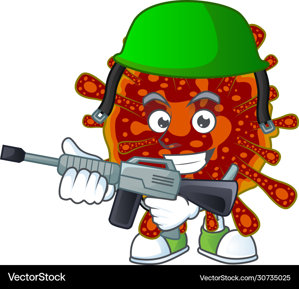 Deadly coronvirus as an army having machine gun Vector Image