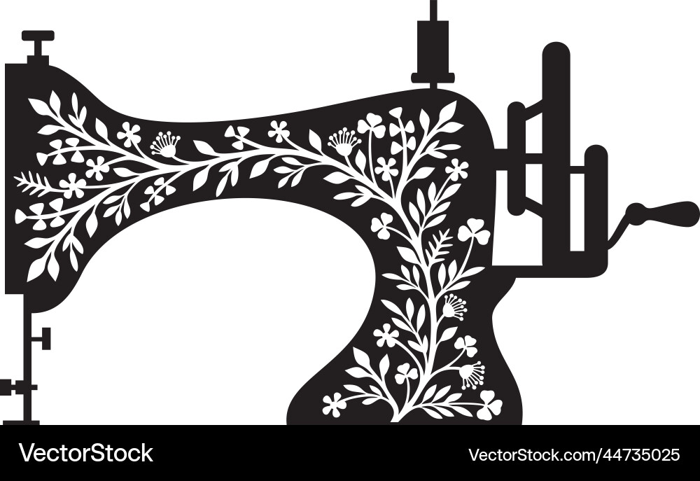 Floral sewing machine vintage design Royalty Free Vector