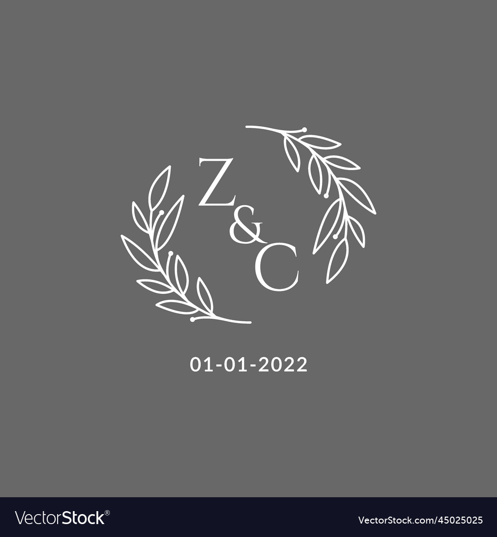Initial letter zc monogram wedding logo Royalty Free Vector