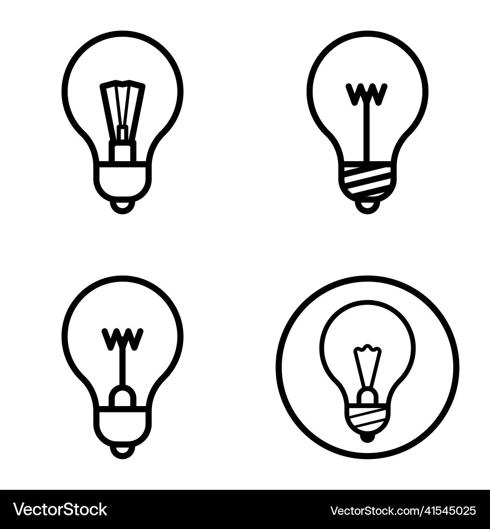 Lightbulbs1-3 flat icon set isolated on white Vector Image