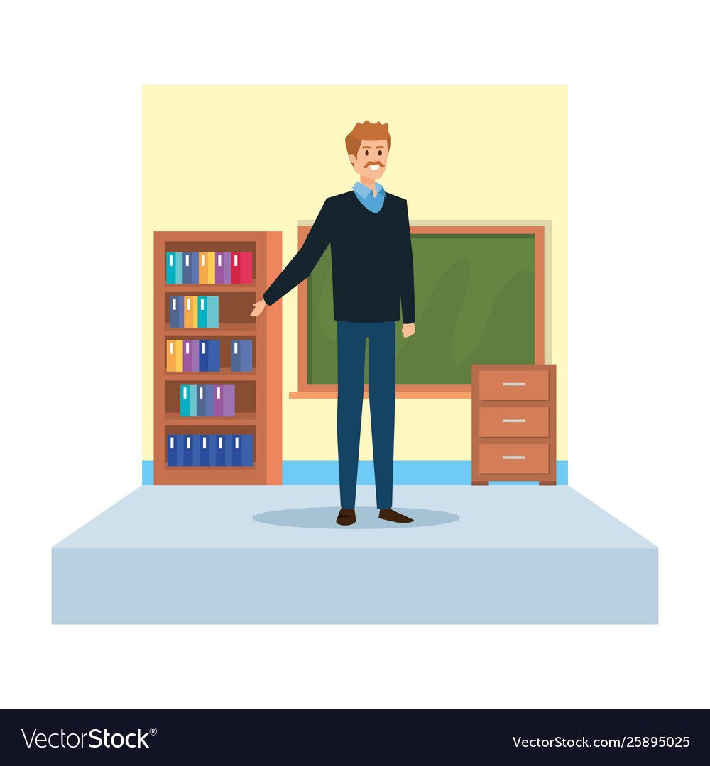 Male teacher in school classroom Royalty Free Vector Image