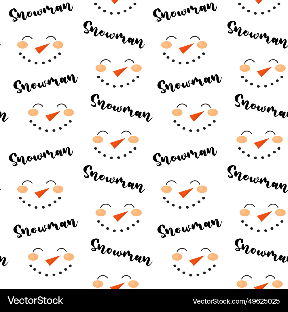 Seamless pattern of a snowman face Royalty Free Vector Image