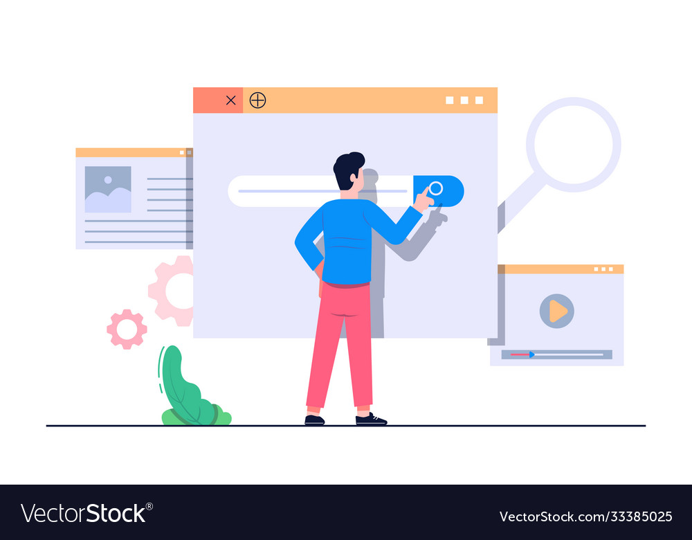 Search engine concept flat Royalty Free Vector Image