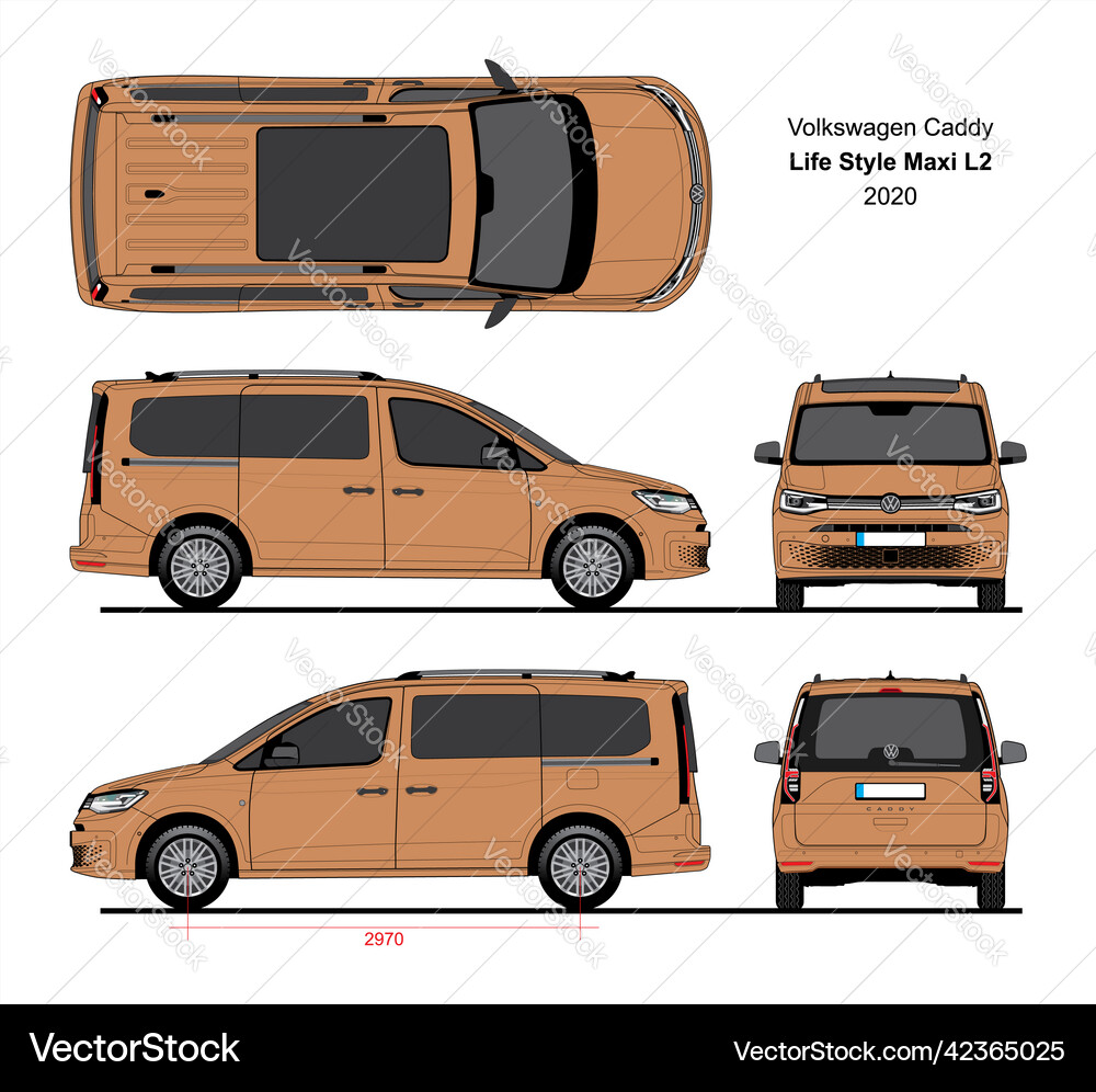 Vw caddy life style maxi passenger van 2020 Vector Image
