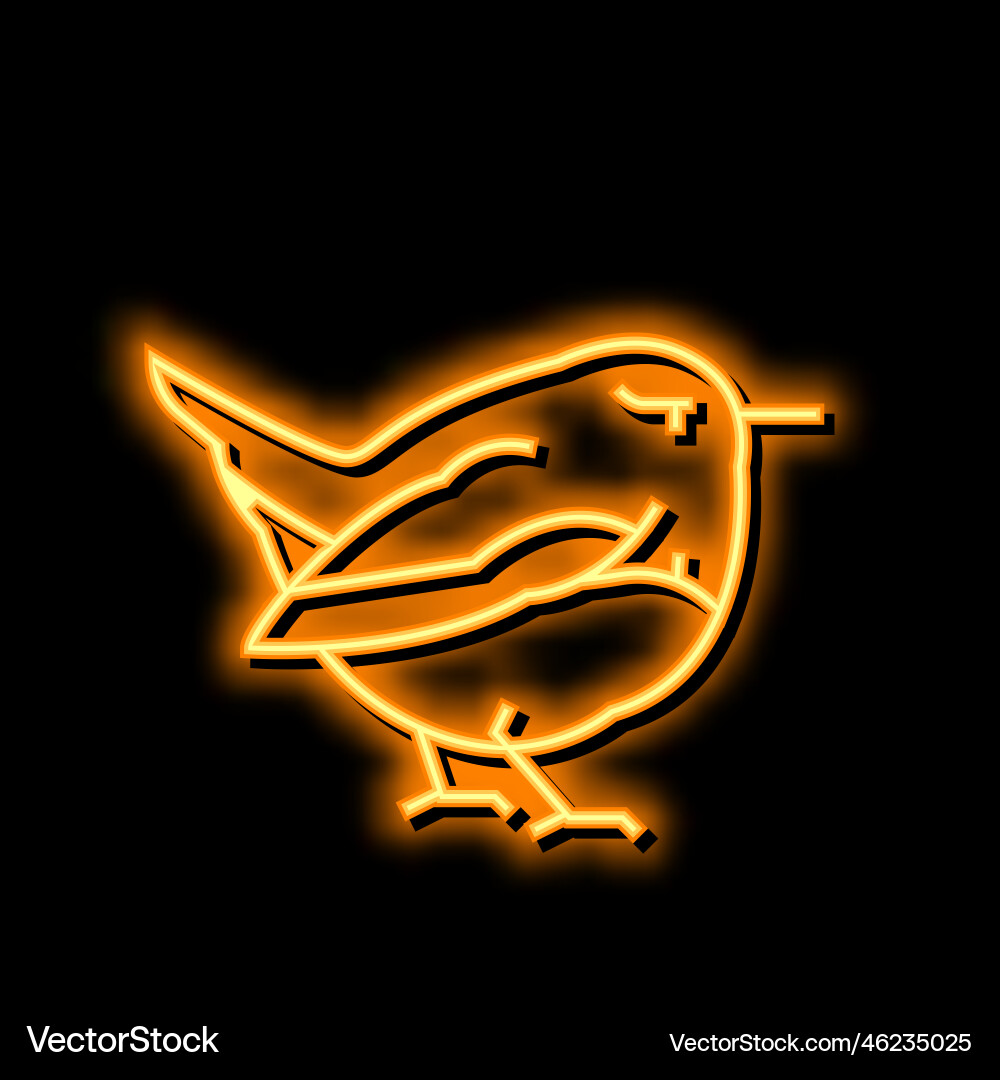 Wren bird neon glow icon Royalty Free Vector Image